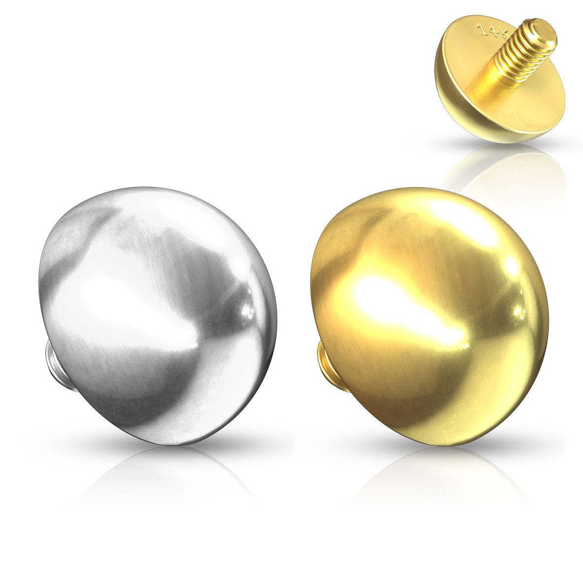 Fine dome-shaped dermal top made of 14-karat gold